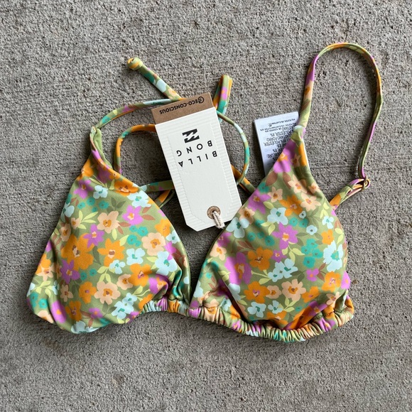 Billabong | Swim | Billabong Floral Flower Bikini Triangle Swim Top Nwt ...